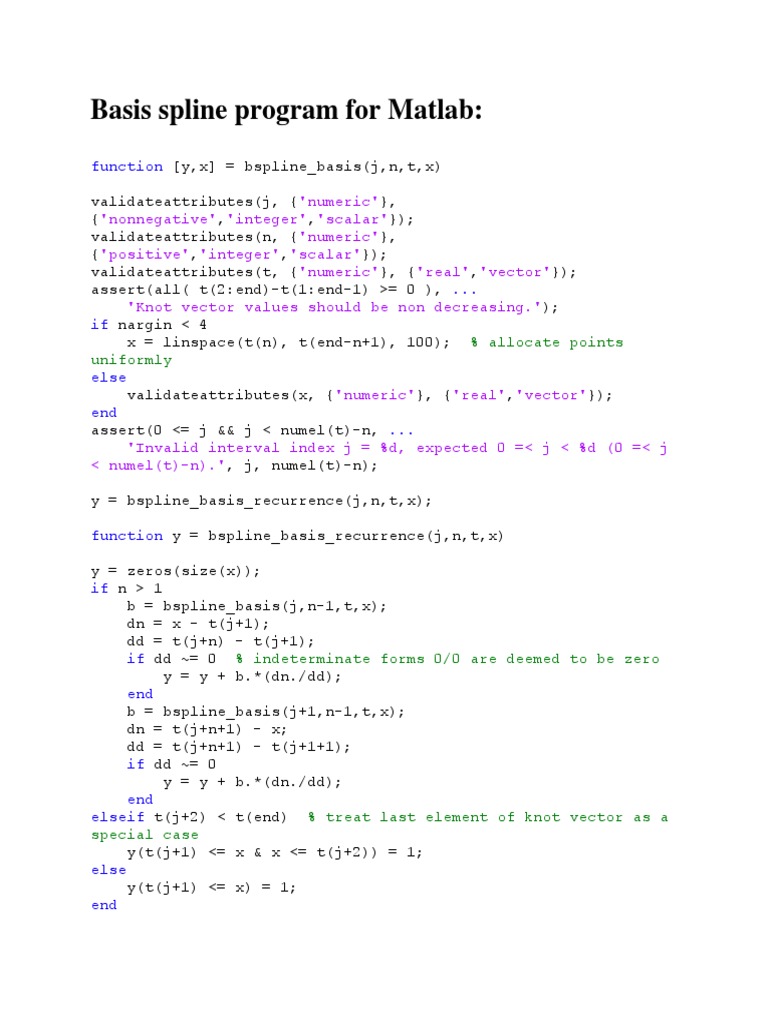 Matlab B-spline basis function | PDF