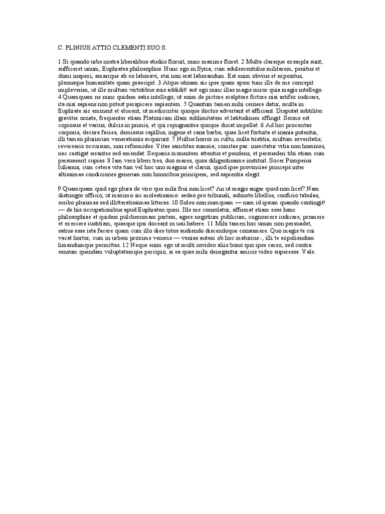 Pliny Letters 1.10 | PDF