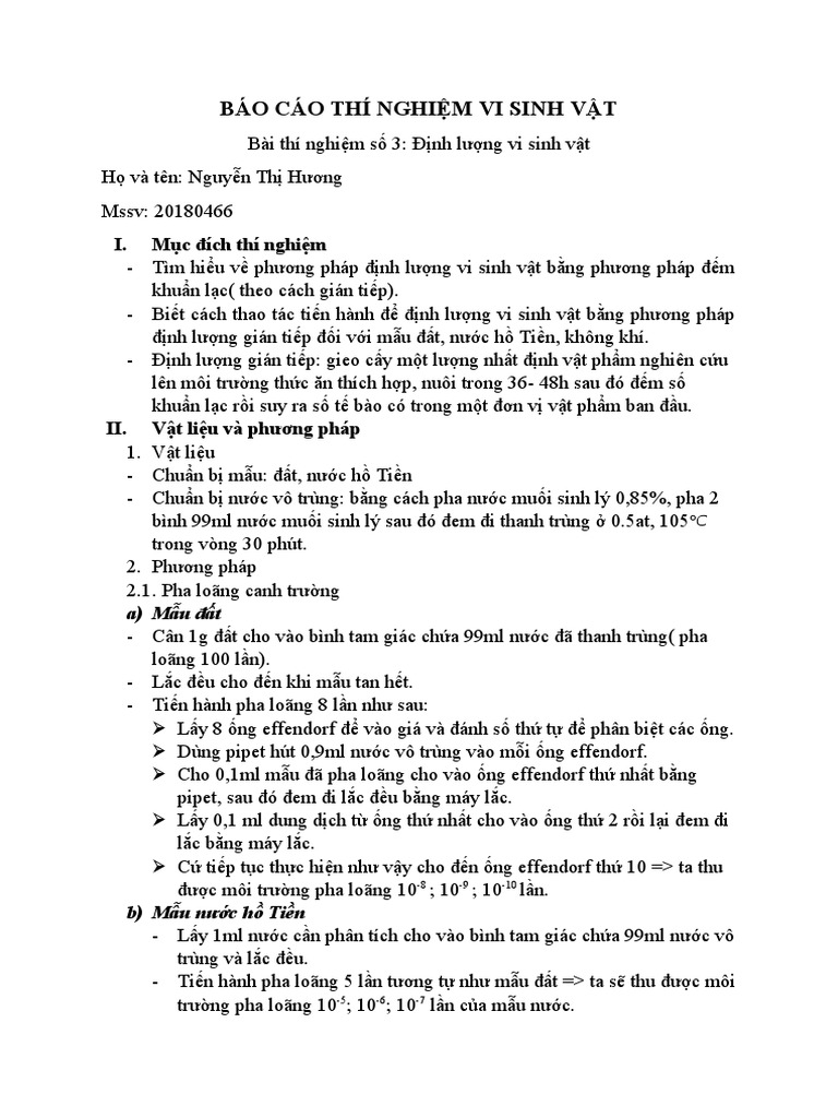 Bài 3 Báo cáo VSV Phân lập VSV | PDF