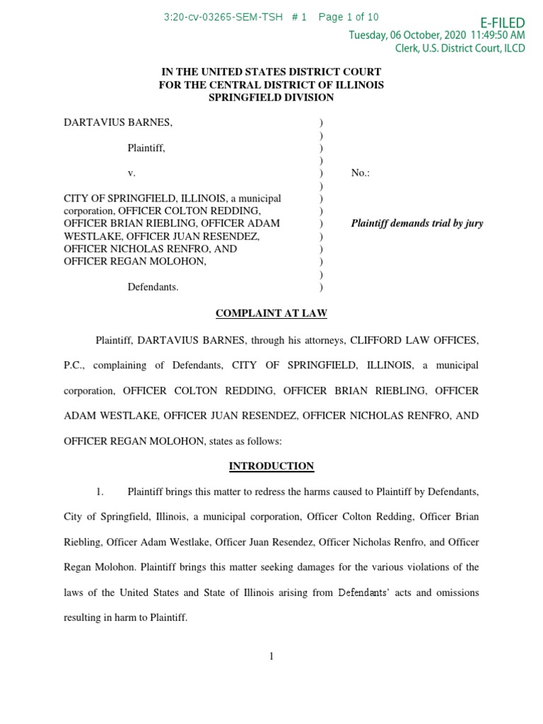 Barnes V SPD Complaint | PDF | Fourth Amendment To The United States ...