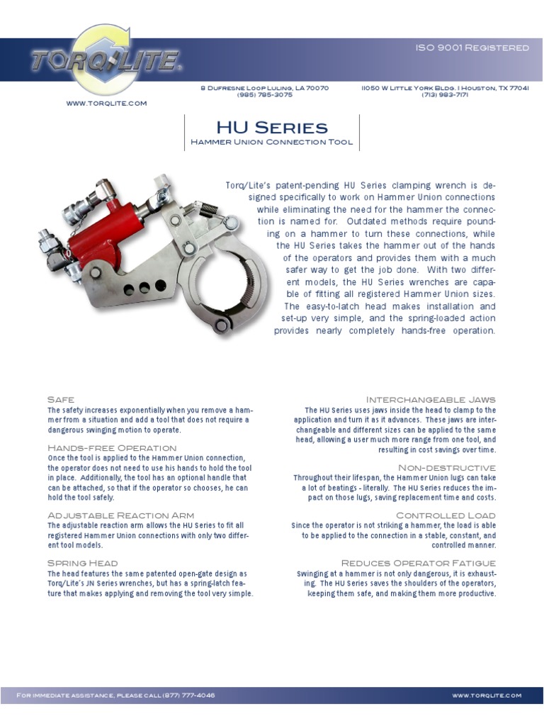HU Series Hammer Union Tool Overview | PDF | Equipment | Tools