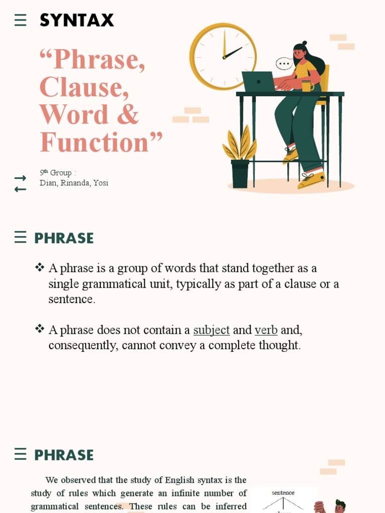 Syntax 9th Group | PDF | Phrase | Word