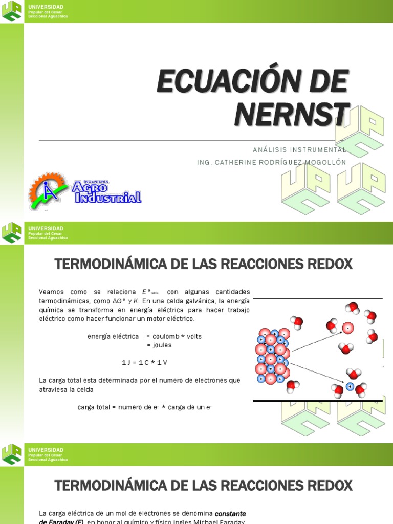 Ecuaciónes de Nernst | PDF | Equilibrio químico | Energía libre de Gibbs