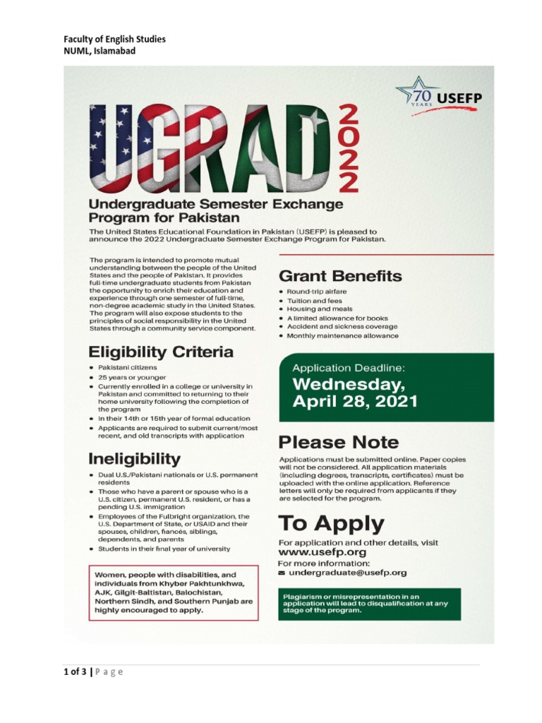 Global UGRAD Program Application Guide | PDF | Further Education