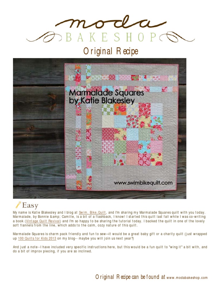 MBS Marmalade Squares Two Quilt | PDF | Quilt | Sewing