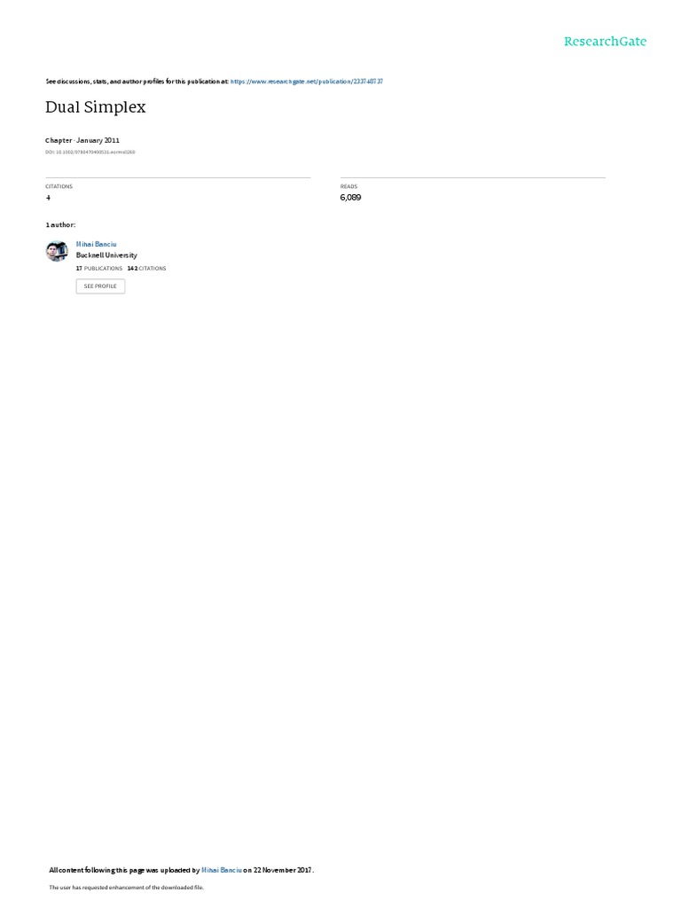 Dual Simplex: January 2011 | PDF | Linear Programming | Computational ...