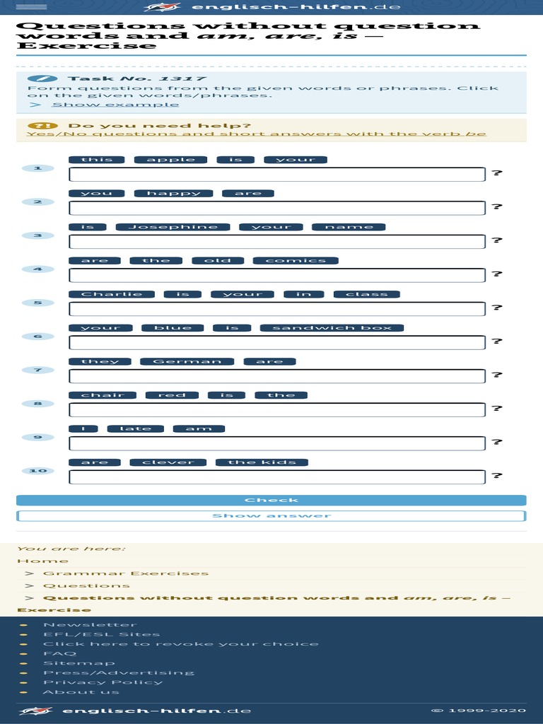 Questions Without Question Words and Am, Are, Is | PDF