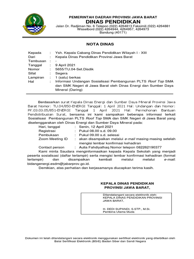 (TTE PA KADIS) Nota Dinas ESDM DARING - Sign - Sign - Sign | PDF