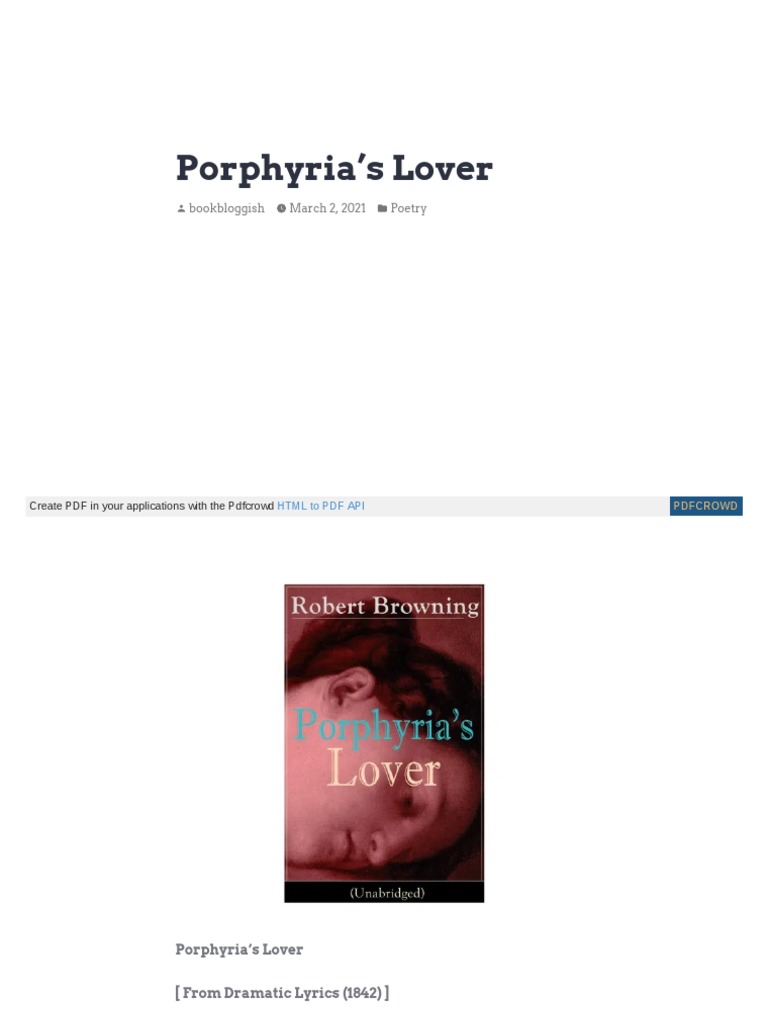 Analysis of Porphyria's Lover Poem | PDF
