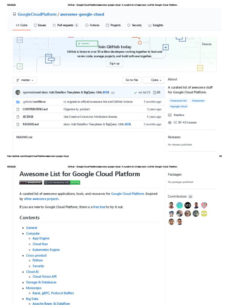 GitHub GoogleCloudPlatform - Awesome Google Cloud | PDF | Cloud Computing | Web Application