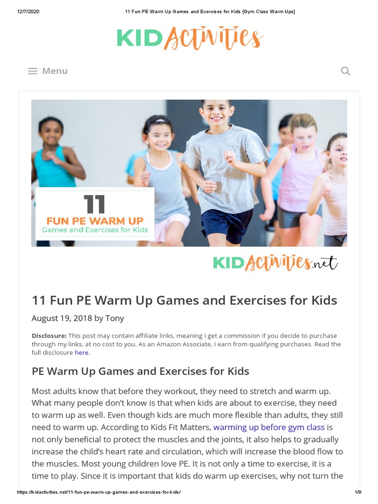 11 Fun PE Warm Up Games and Exercises For Kids (Gym Class Warm Ups ...