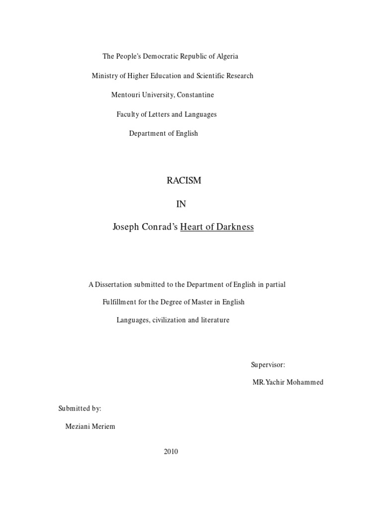 Racism IN Joseph Conrad's Heart of Darkness | PDF | Heart Of Darkness ...
