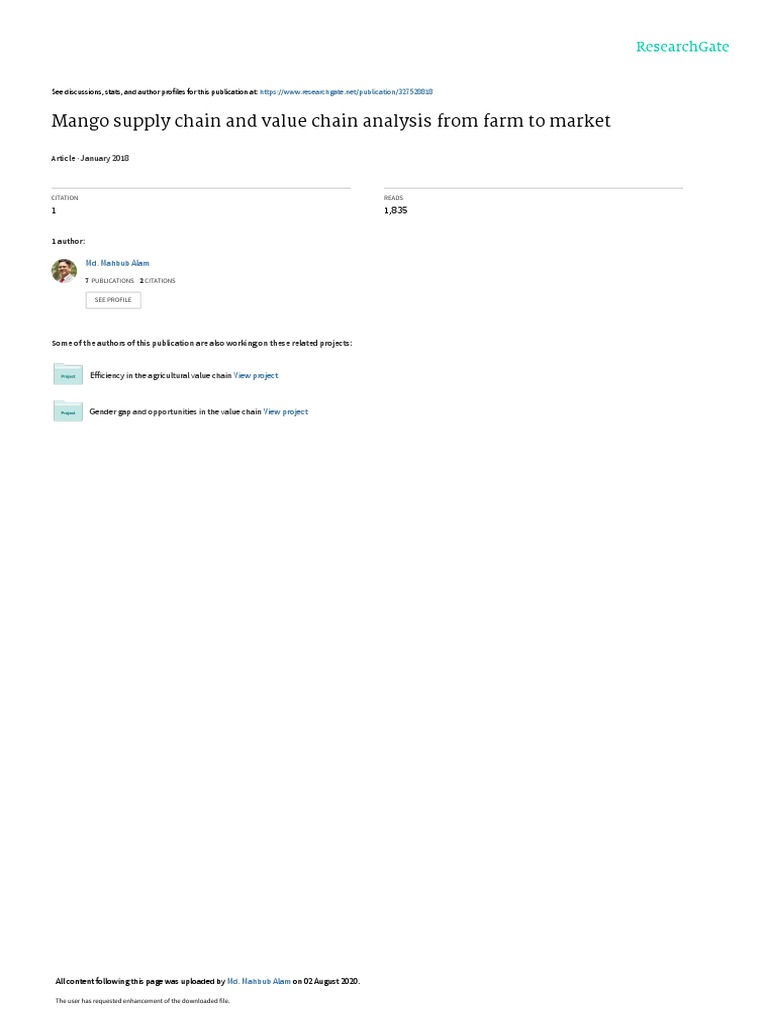 Mango Supply Chain and Value Chain Analysis From Farm To Market | PDF ...