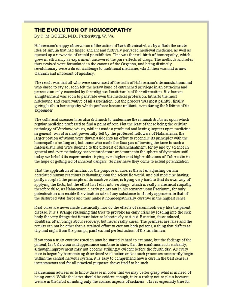 Evolution of Homeopathy | PDF | Homeopathy | Medicine