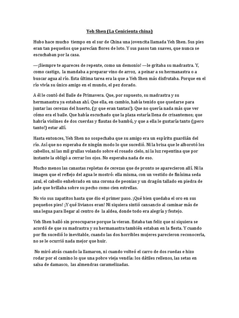 Yeh Shen (Versión Libre) | PDF