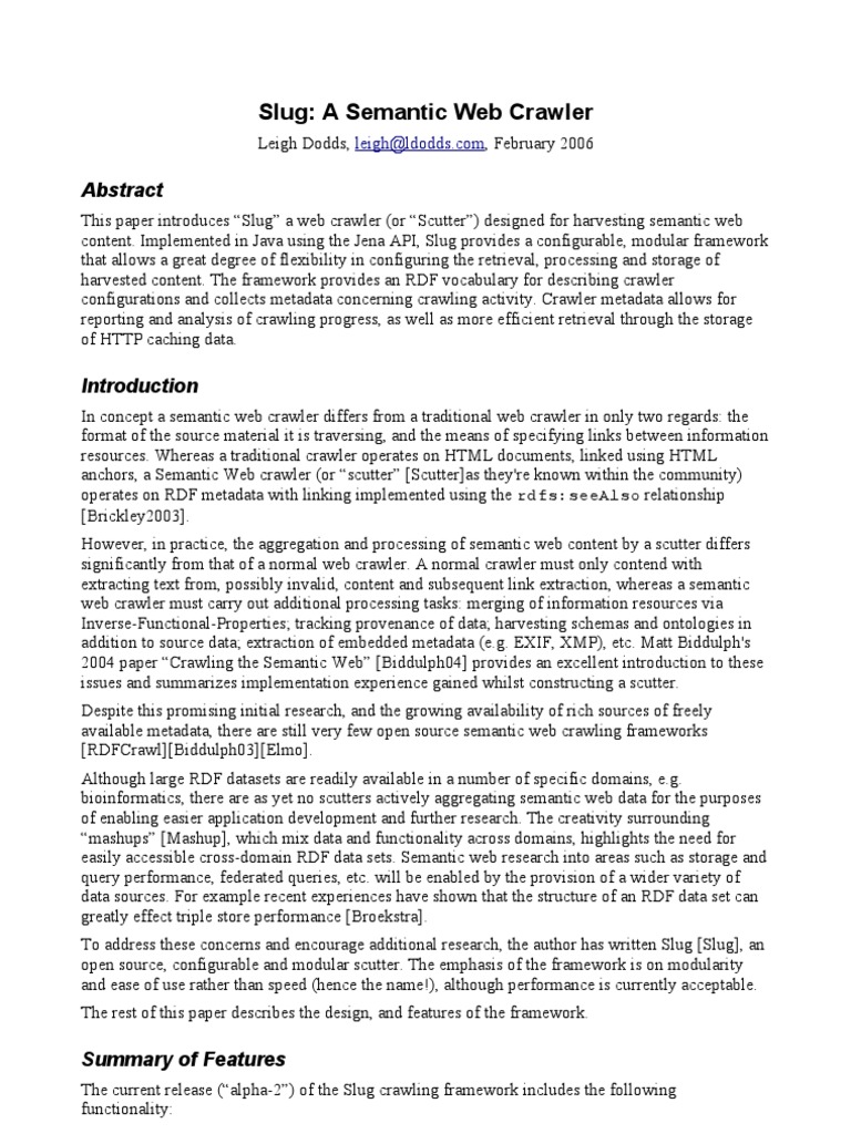 Slug A Semantic Web Crawler | PDF | Resource Description Framework | Semantic Web