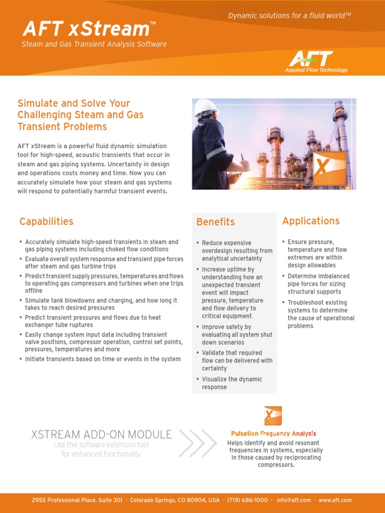 AFT XStream Data Sheet | PDF | Fluid Dynamics | Simulation