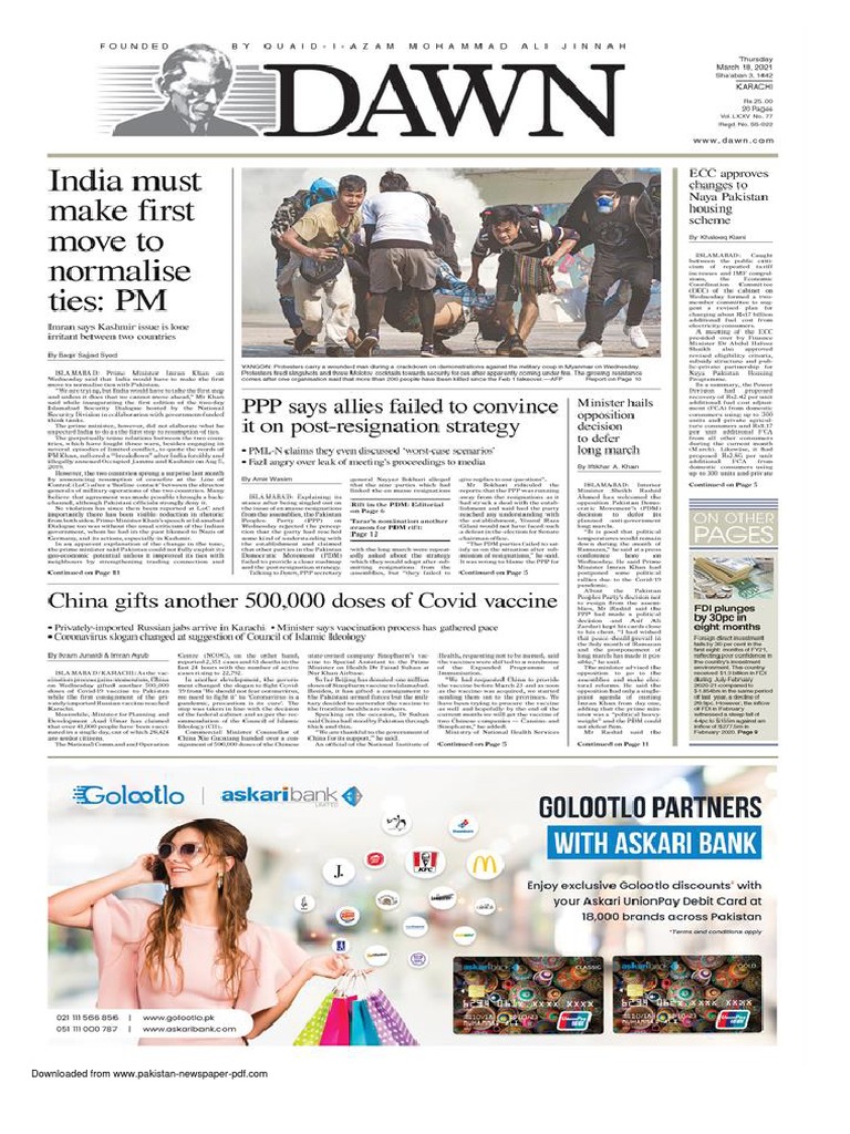 PDF 03-18-2021 Dawn Newspaper | PDF