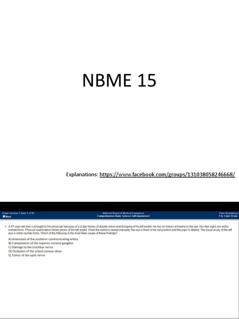 NBME 15 BLOCK 1-4 (No Answers Version) | PDF | Streptococcus | Vagus Nerve NBME 15 BLOCK 1-4 (No Answers Version) | PDF | Streptococcus | Vagus Nerve