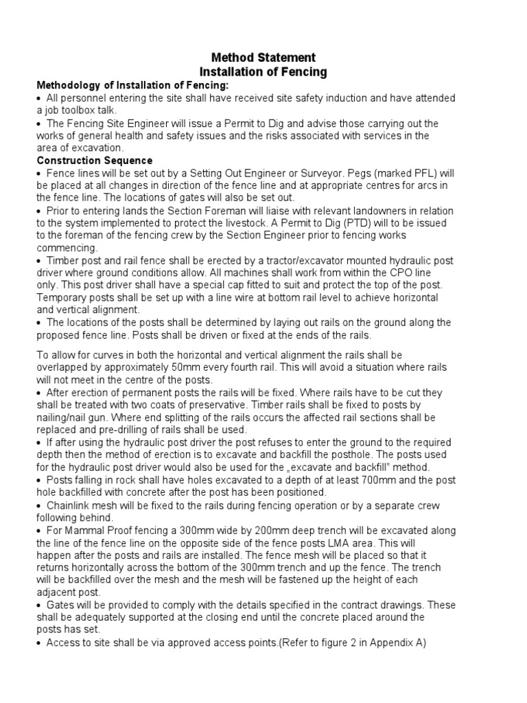Methodology of Installation of Fencing | Download Free PDF | Fence