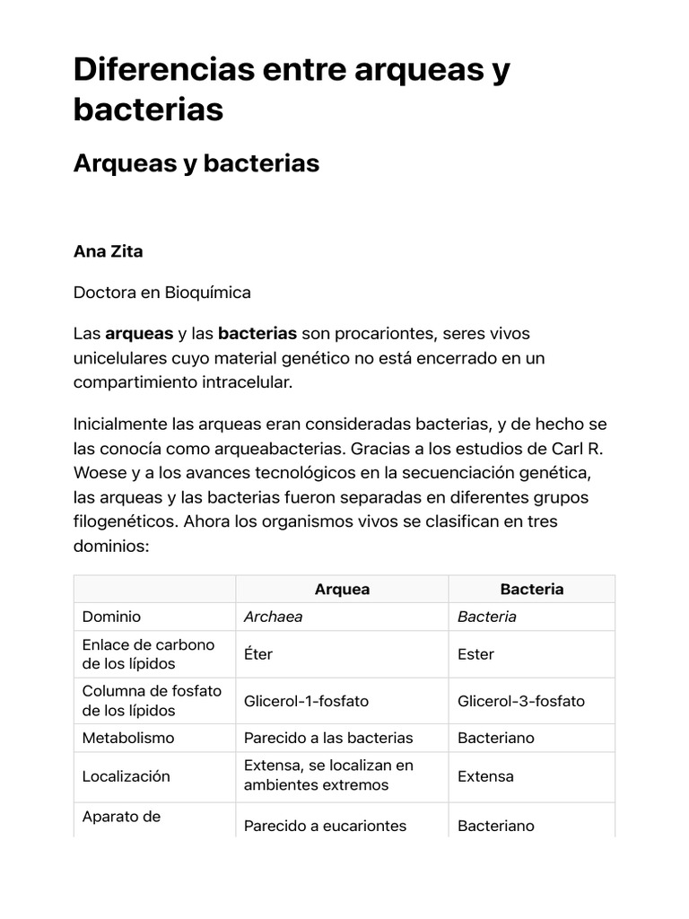 Arqueas vs Bacterias: Diferencias Clave | PDF | Archaea | Las bacterias