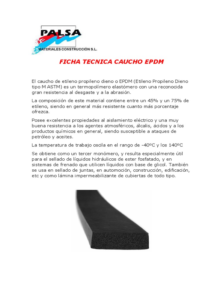 Ficha Tecnica Caucho Epdm | PDF