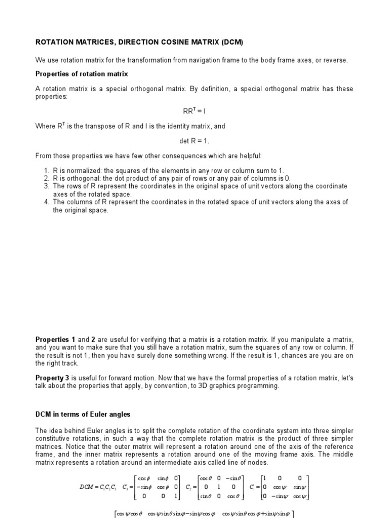 Rotation Matrices and Quaternions | PDF | Matrix (Mathematics) | Spacetime