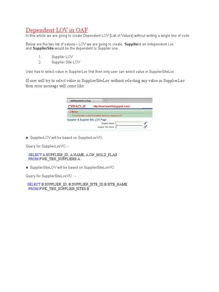 Dependent LOV in OAF | PDF | Computing | Software