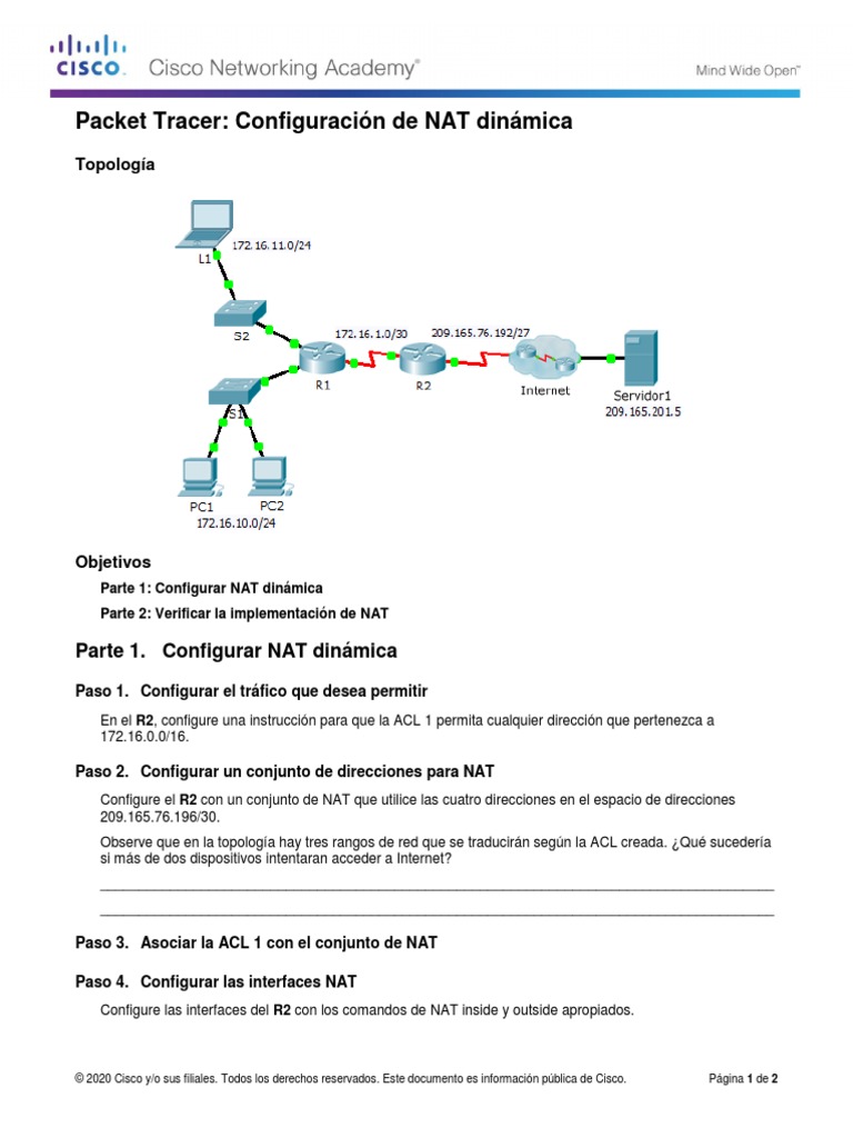 9 2 2 5 Packet Tracer Configuring Dynamic Nat Instructions Pdf