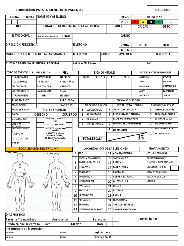 Formulario para La Atención de Pacientes | PDF | Lesión | Hipertensión