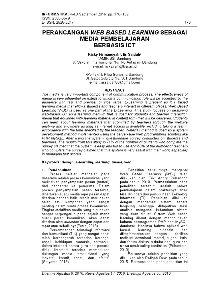 Perancangan Web Based Learning 11 Pdf Teknologi Pendidikan Perangkat Lunak Web 