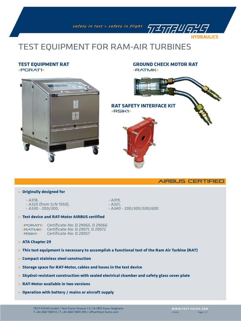 Pgrat1 Test Equipment For Ram Air Turbines e 0 | PDF | Manufactured ...
