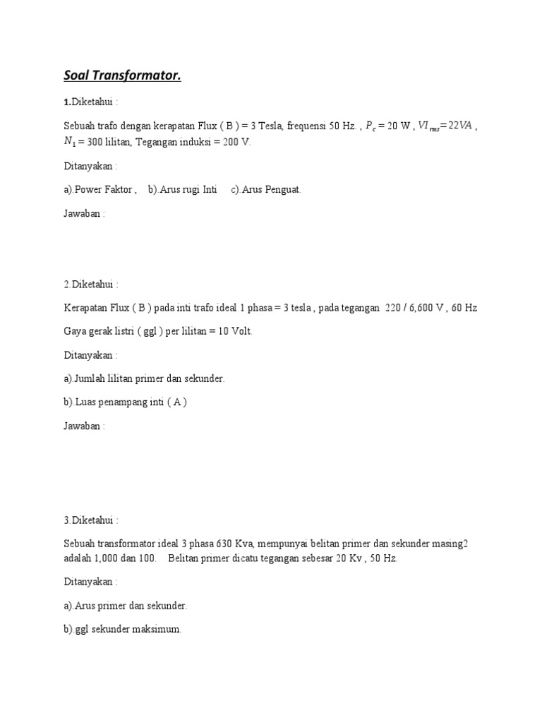 1.soal GGL TRAFO | PDF