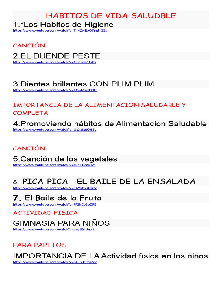 Hábitos Saludables: Higiene, Alimentación y Ejercicio | PDF | Salud y ...