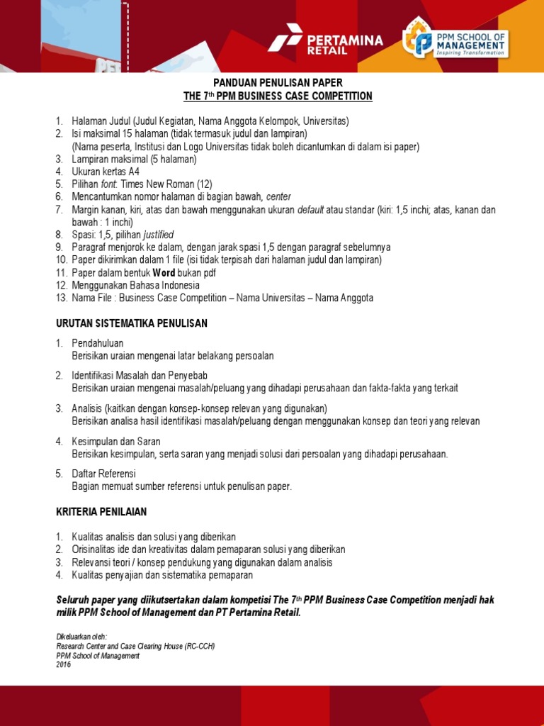 Panduan Penulisan Paper PPM BCC | PDF