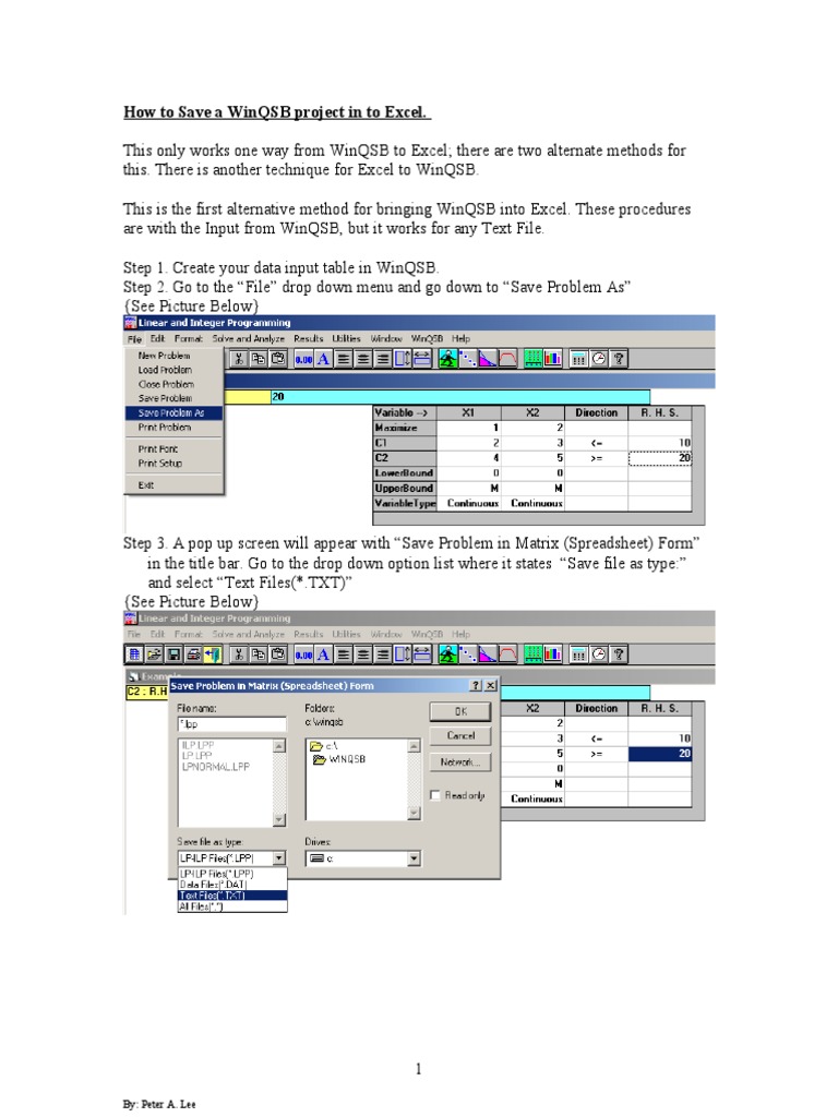 LeeHow To Save WinQSB Into Excel | PDF | Microsoft Excel | Button ...