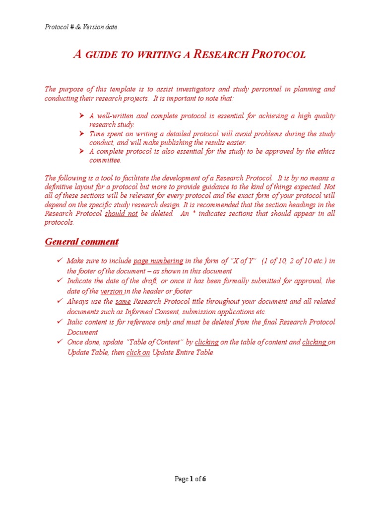 Research Protocol Template | PDF | Cohort Study | Methodology