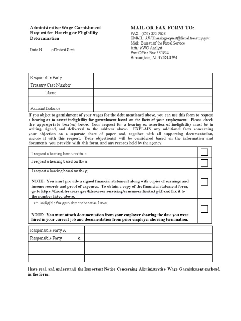 Awg Hearing Request | PDF | Garnishment | Labour