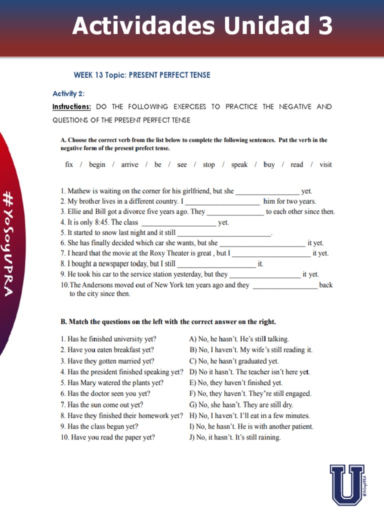 Present Perfect Tense Exercises | PDF