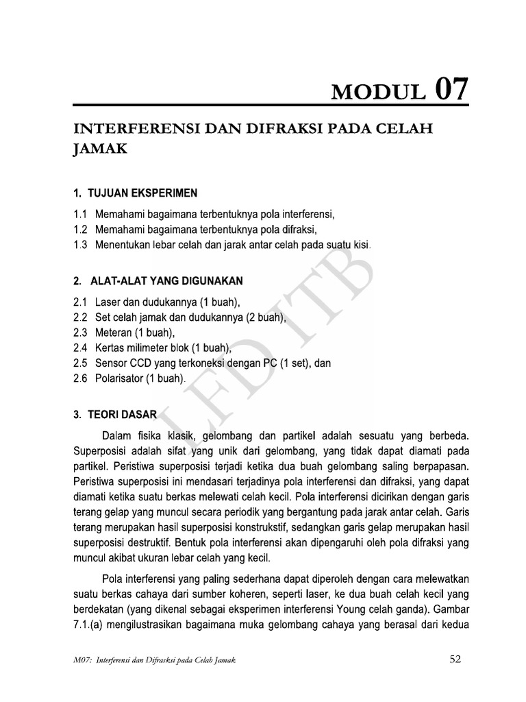 Modul 07 - Interferensi Dan Difraksi Pada Celah Jamak | PDF