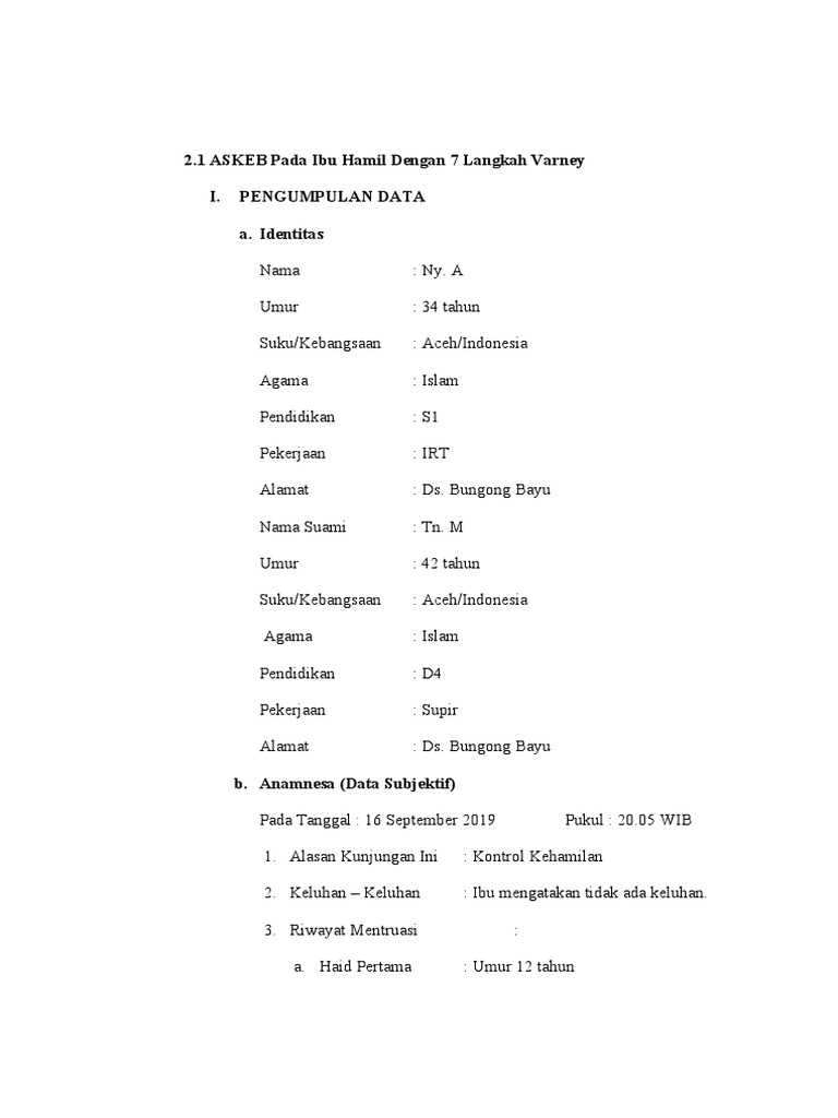 ASKEB Pada Ibu Hamil Dengan 7 Langkah Varney | PDF