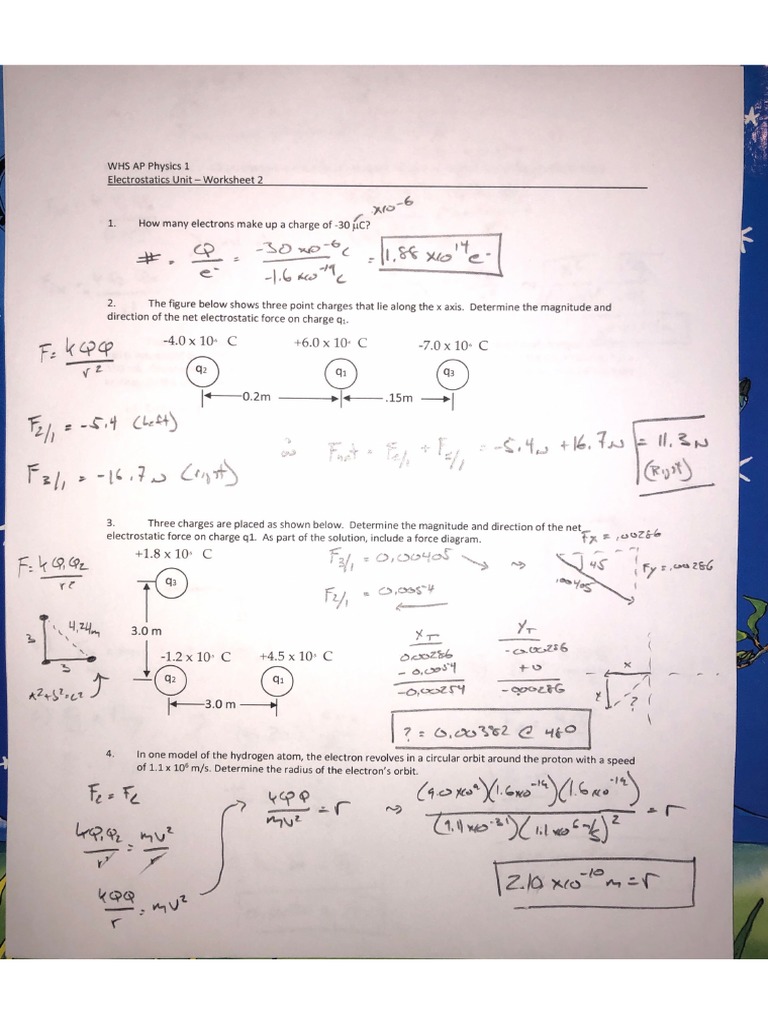 Electrostatics Unit - Worksheet 2 Answers | PDF