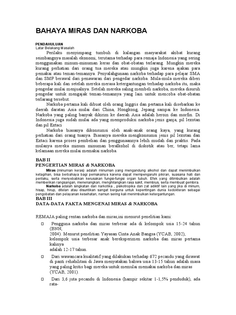 Bahaya Miras Dan Narkoba | PDF