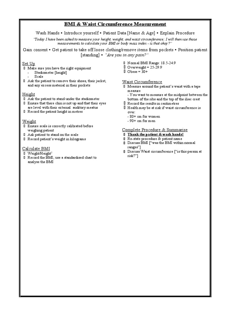OSCE - BMI & Waist Circumference | PDF | Wellness