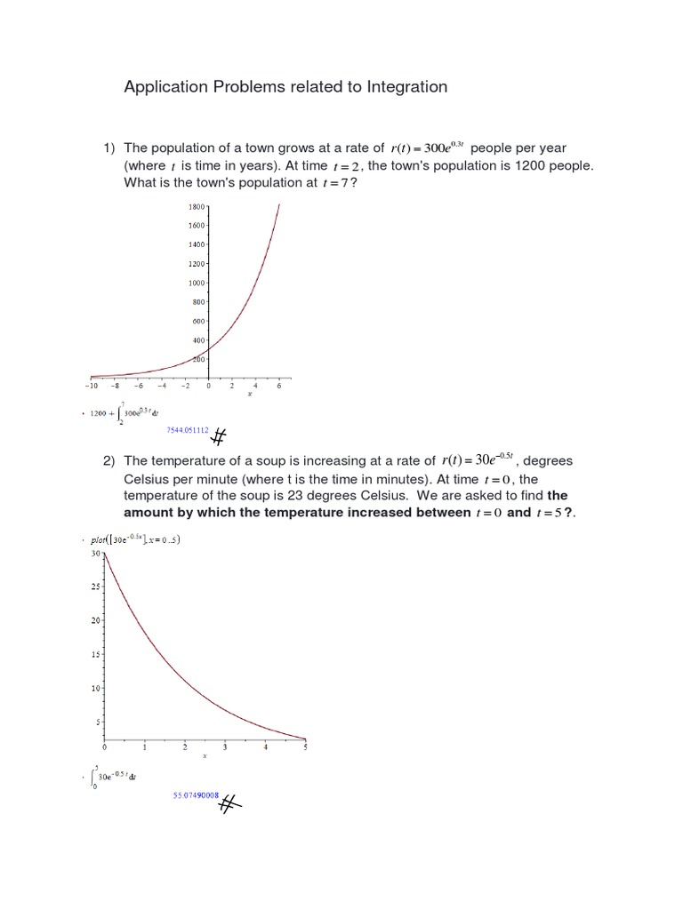 Integration Application Problems | PDF