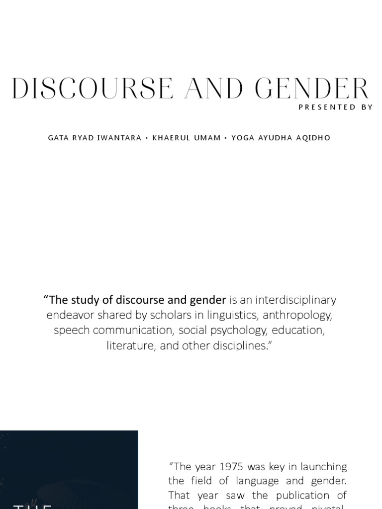 Presentasi Materi DISCOURSE AND GENDER | PDF | Gender | Gender Studies