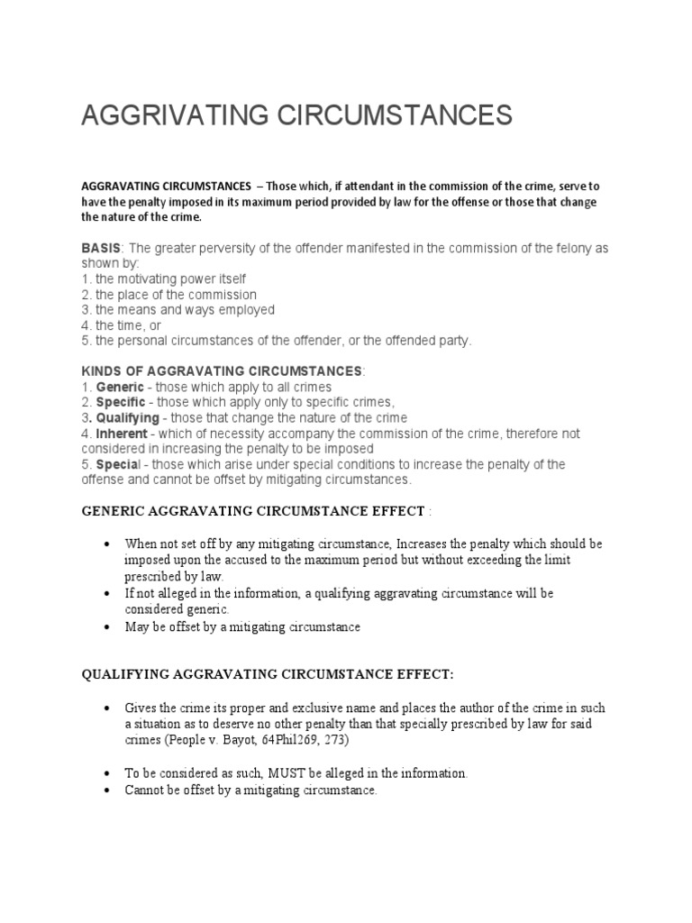 Understanding Aggravating Circumstances | PDF | Crime & Violence ...