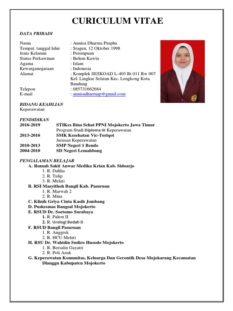 Curiculum Vitae | PDF | Pengembangan Diri