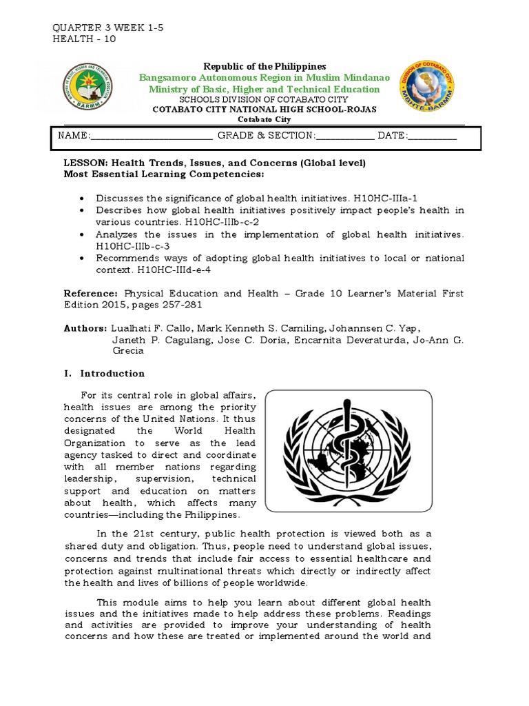Learning Activity Sheets Health Grade 10 Q3 | PDF | Non Communicable ...