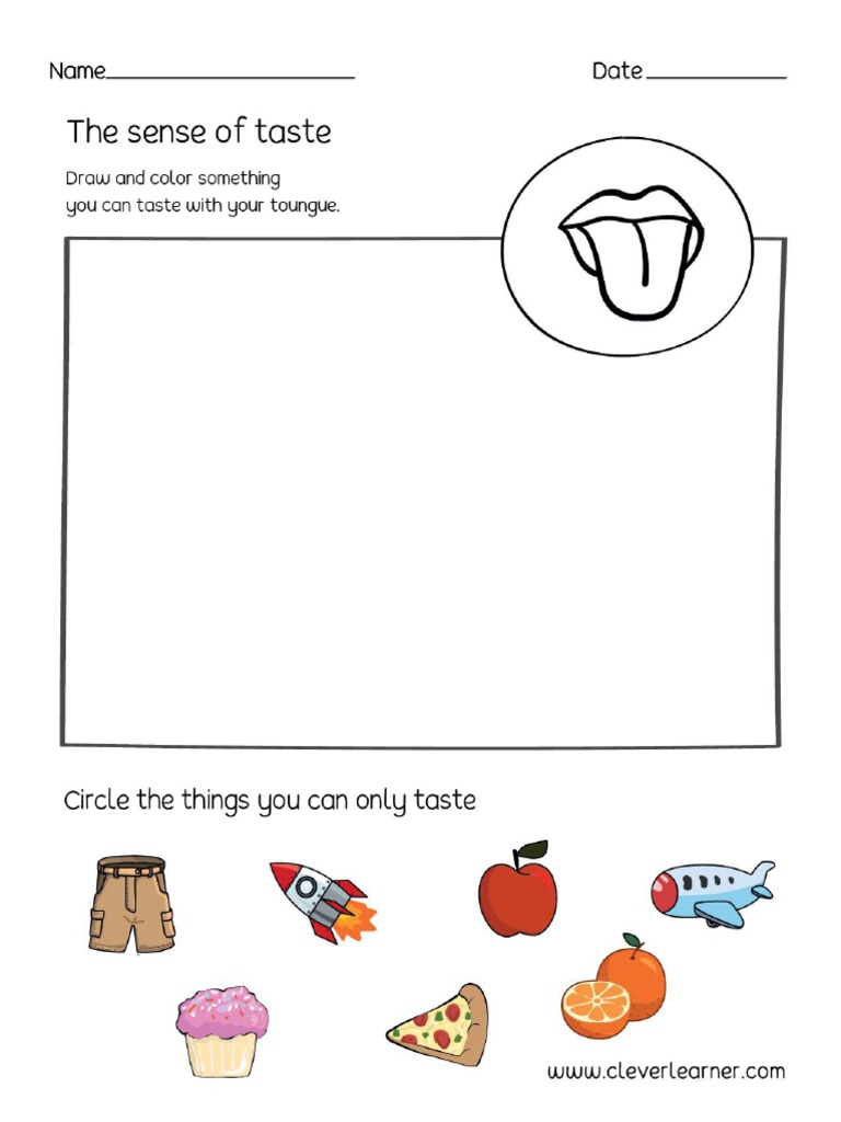 Sense Of Taste For Kids Worksheet